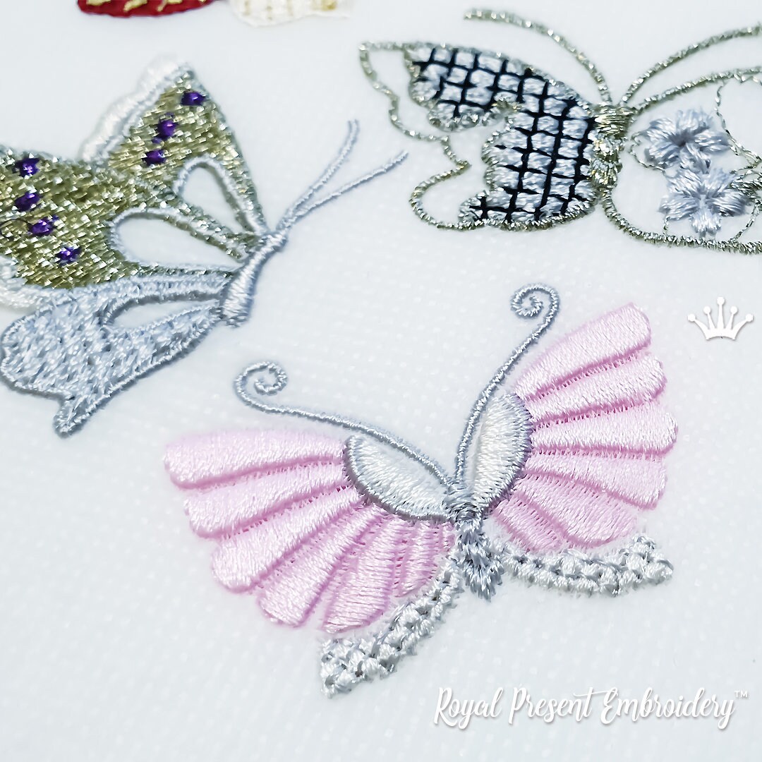 Butterflies Machine Embroidery Design 2 Sizes | Etsy