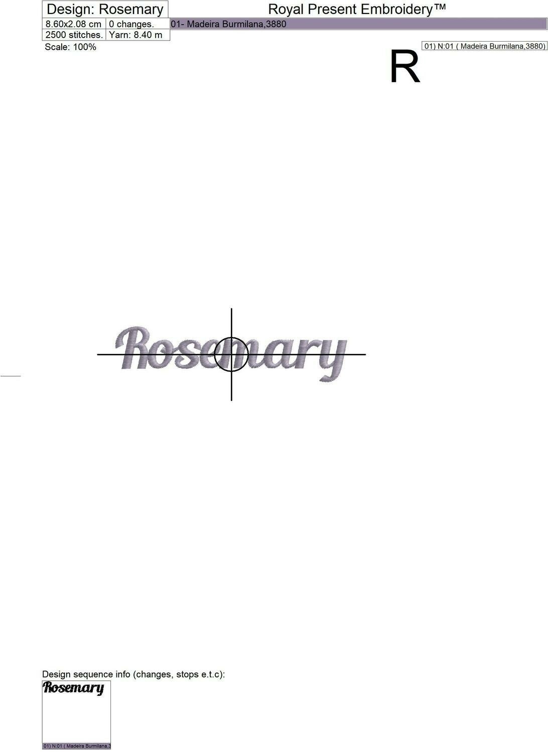 Rosemary Machine Embroidery Design - 2 Sizes - Etsy