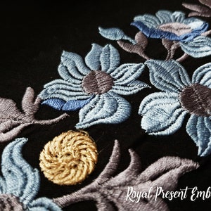 Beautiful Blue Flowers Machine Embroidery Design - 4 Sizes - Etsy