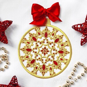 Machine Embroidery Design Christmas Ball With Rubies - 5 Sizes - Etsy