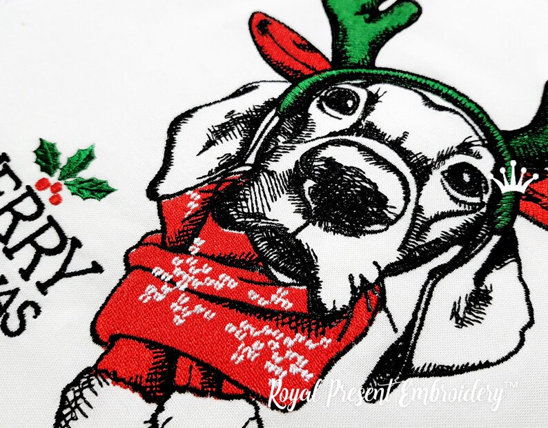 Christmas Labrador Retriever Head Machine Embroidery Design | Etsy