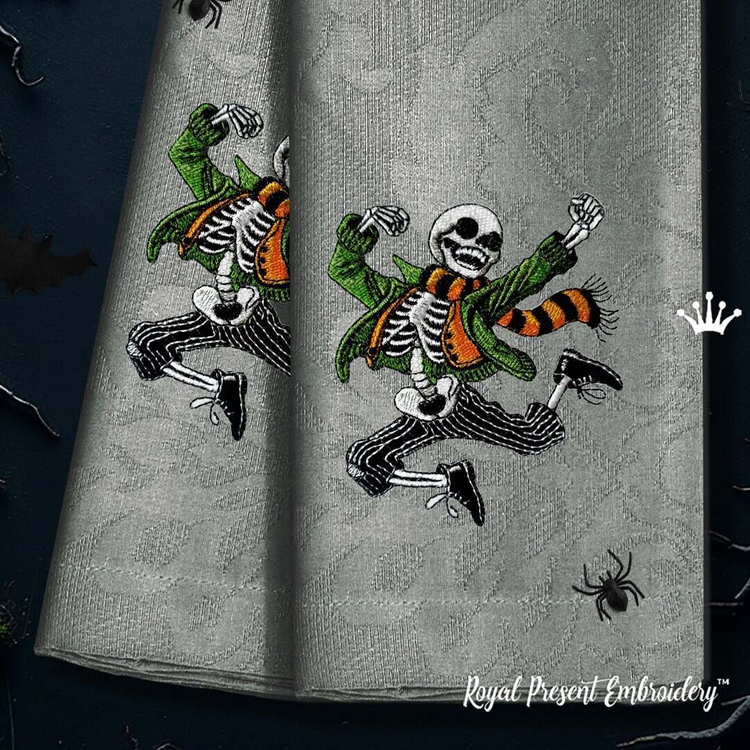 Halloween Dancing Skeleton Machine Embroidery Design - 3 Sizes - Etsy