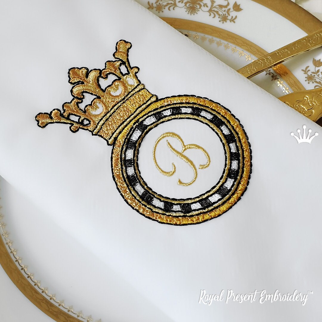 Golden Ring With Crown for Monogram Machine Embroidery Design - 8 Sizes ...