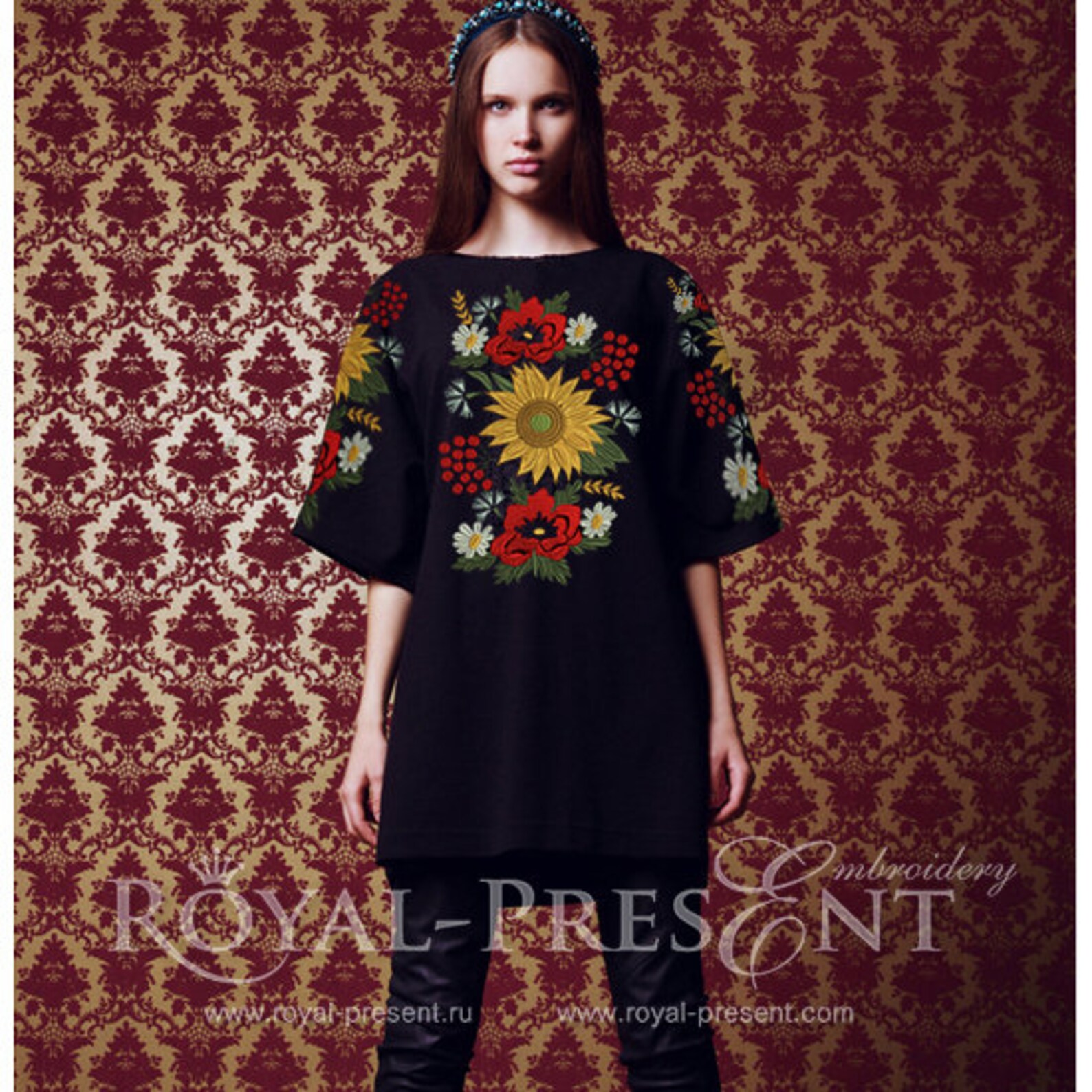 Folk Machine Embroidery Design Poppies and Flowers | Etsy