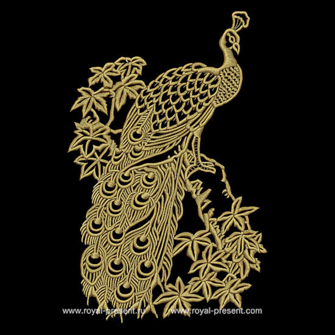 Golden Peacock Machine Embroidery Design - 3 Sizes - Etsy