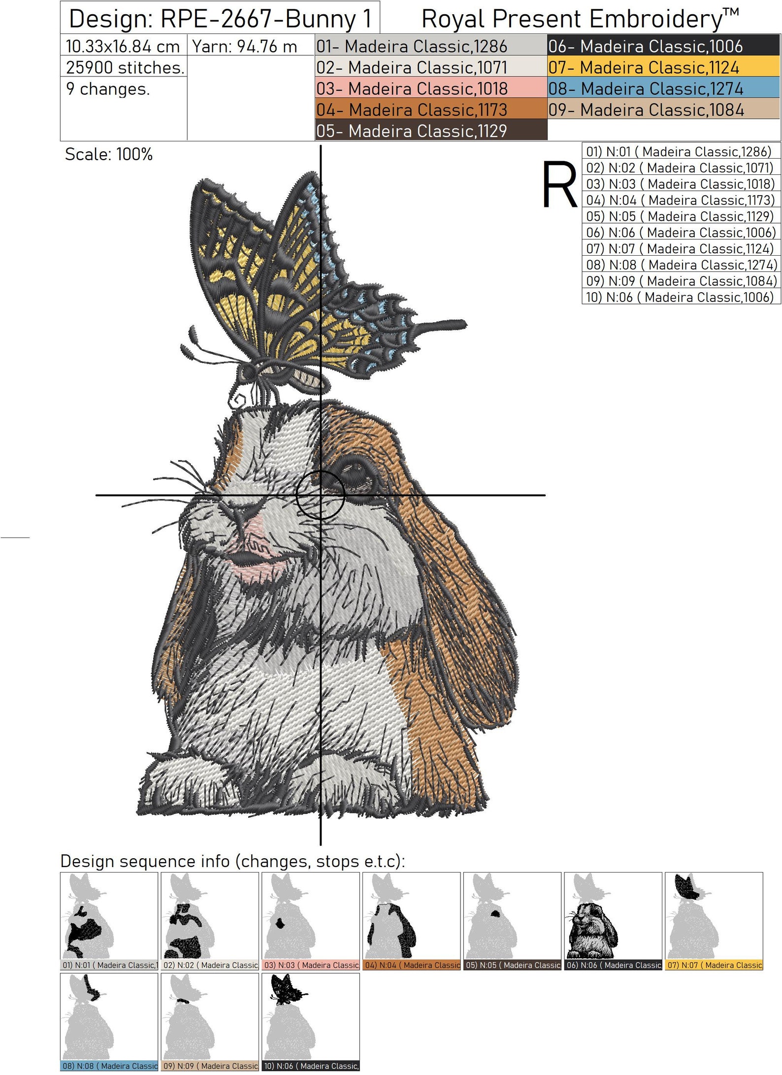 Rabbit With Butterfly Machine Embroidery Design - 6 Sizes - Etsy
