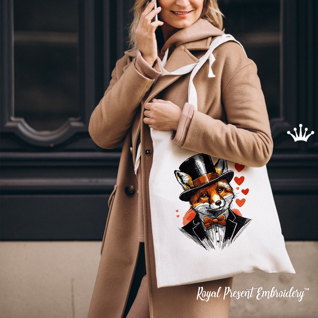 Fox Gentleman Portrait Mega Machine Embroidery Design - 4 Sizes - Etsy