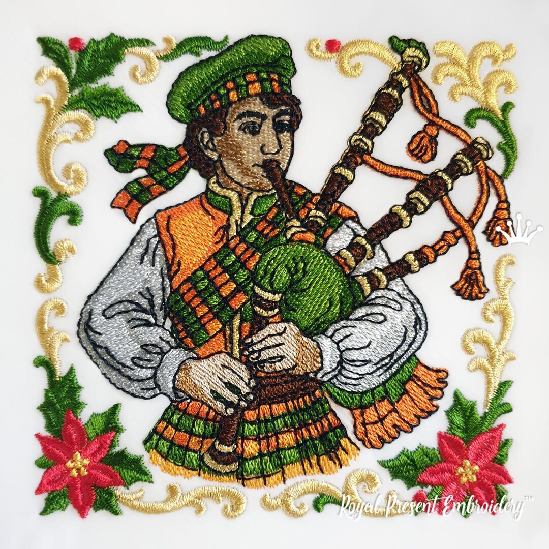 12 Day of Christmas Piper Piping Boy Machine Embroidery Designs - 3 ...