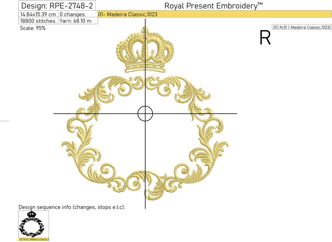 Classic Monogram Frame With Crown Machine Embroidery Design - 4 Sizes ...