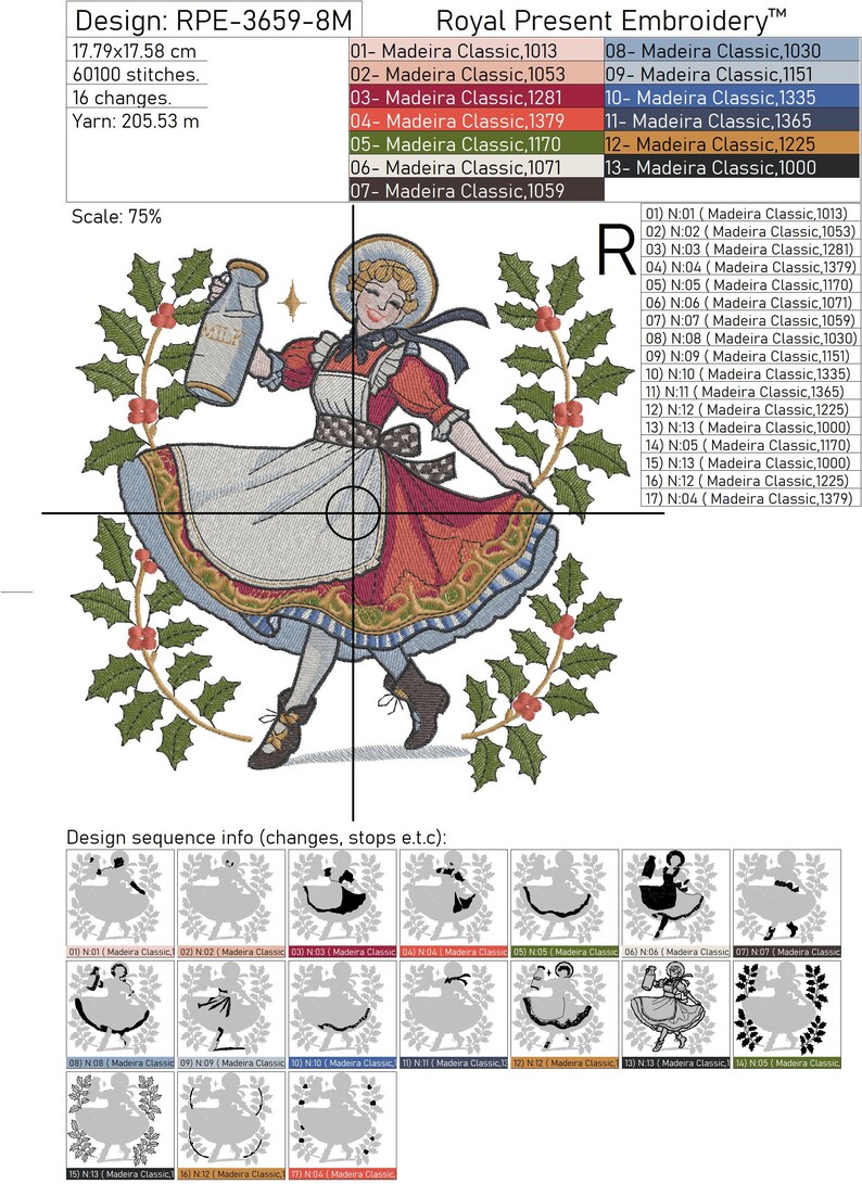 Milkmaid Large Machine Embroidery Designs - 4 Sizes - Etsy