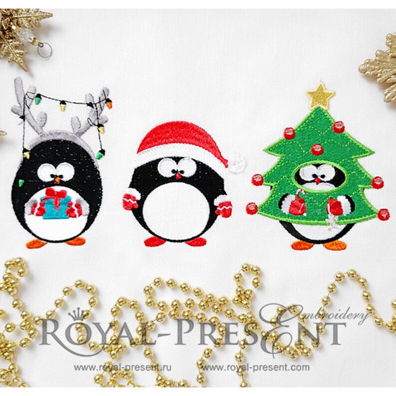 Three Cute Penguins Machine Embroidery Designs | Etsy