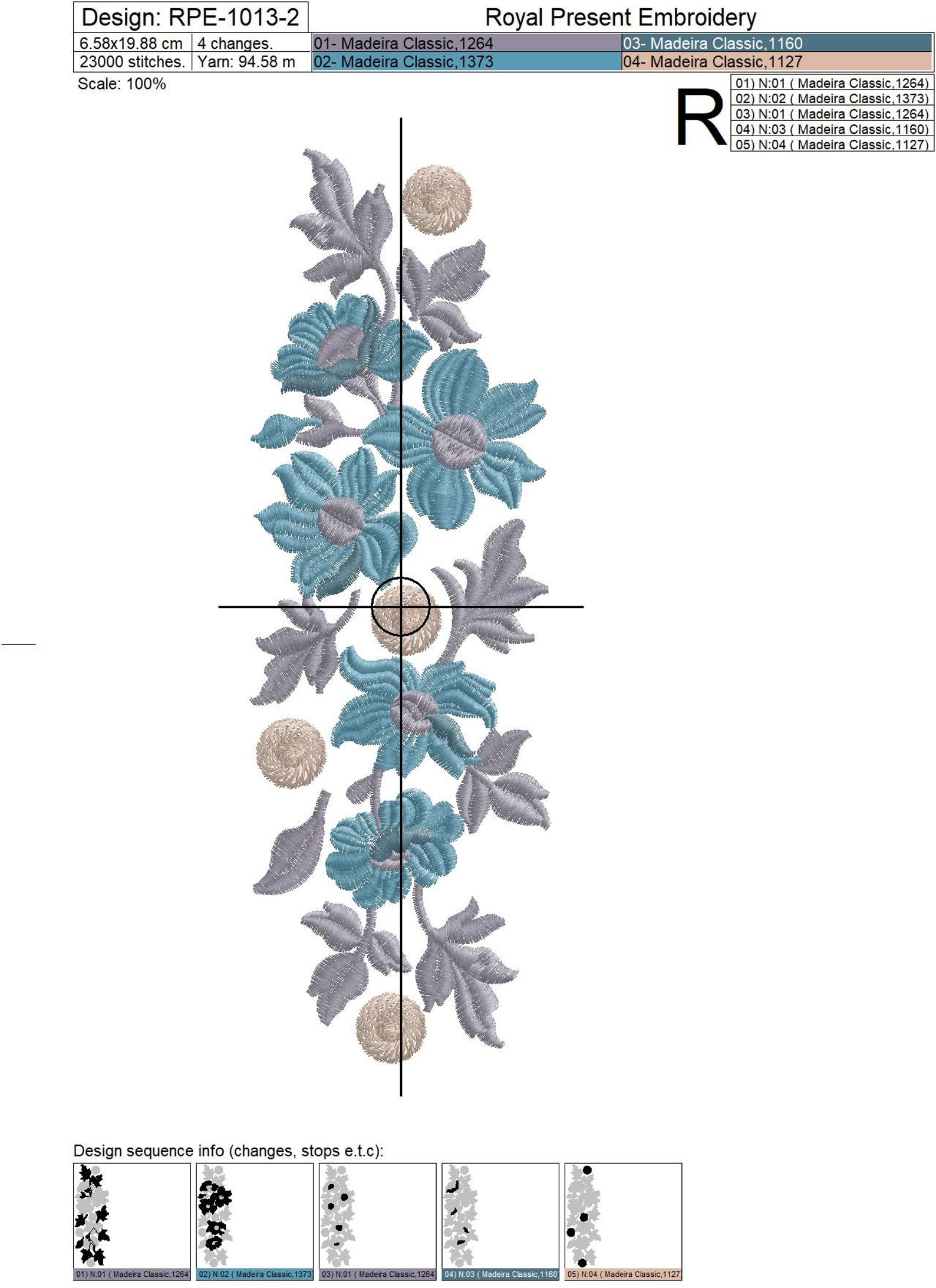 Beautiful Blue Flowers Machine Embroidery Design 4 Sizes | Etsy