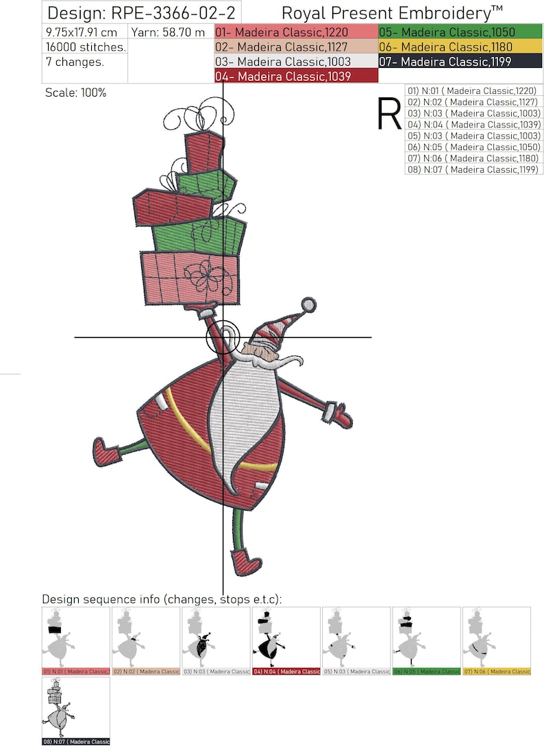 Cartoon Santa Claus With Gifts Machine Embroidery Design 3 - Etsy