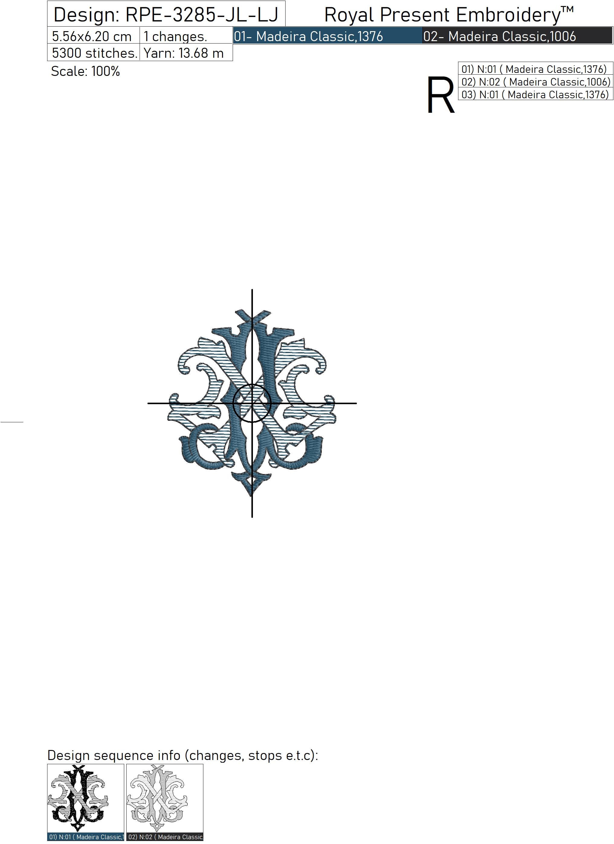 Monogram JL-LJ Machine Embroidery Design 2 Sizes - Etsy