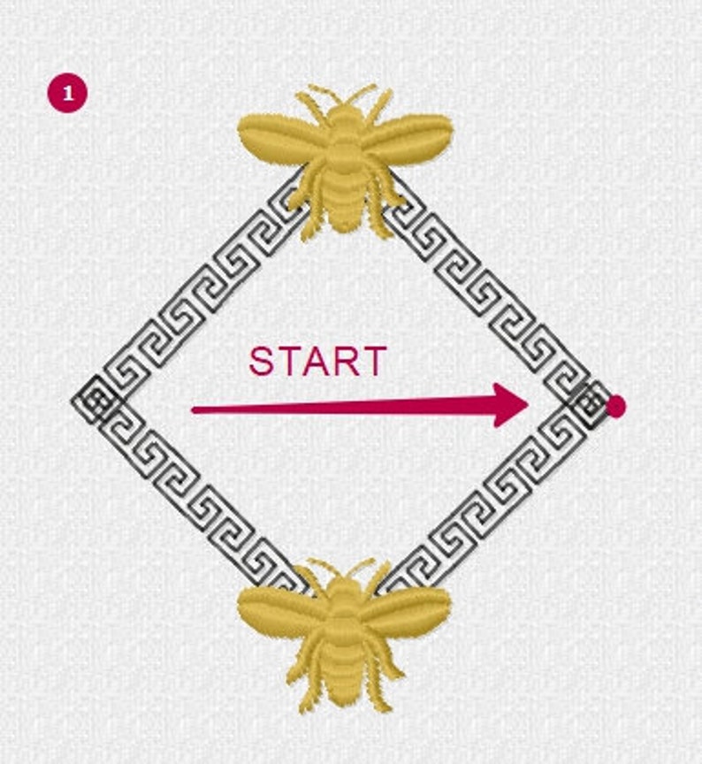 Bee Greek Border With Corner Machine Embroidery Designs | Etsy