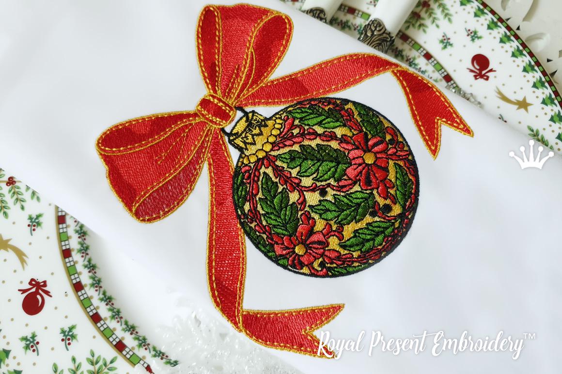 Festive Ball With a Red Bow Machine Embroidery Design - 4 Sizes - Etsy