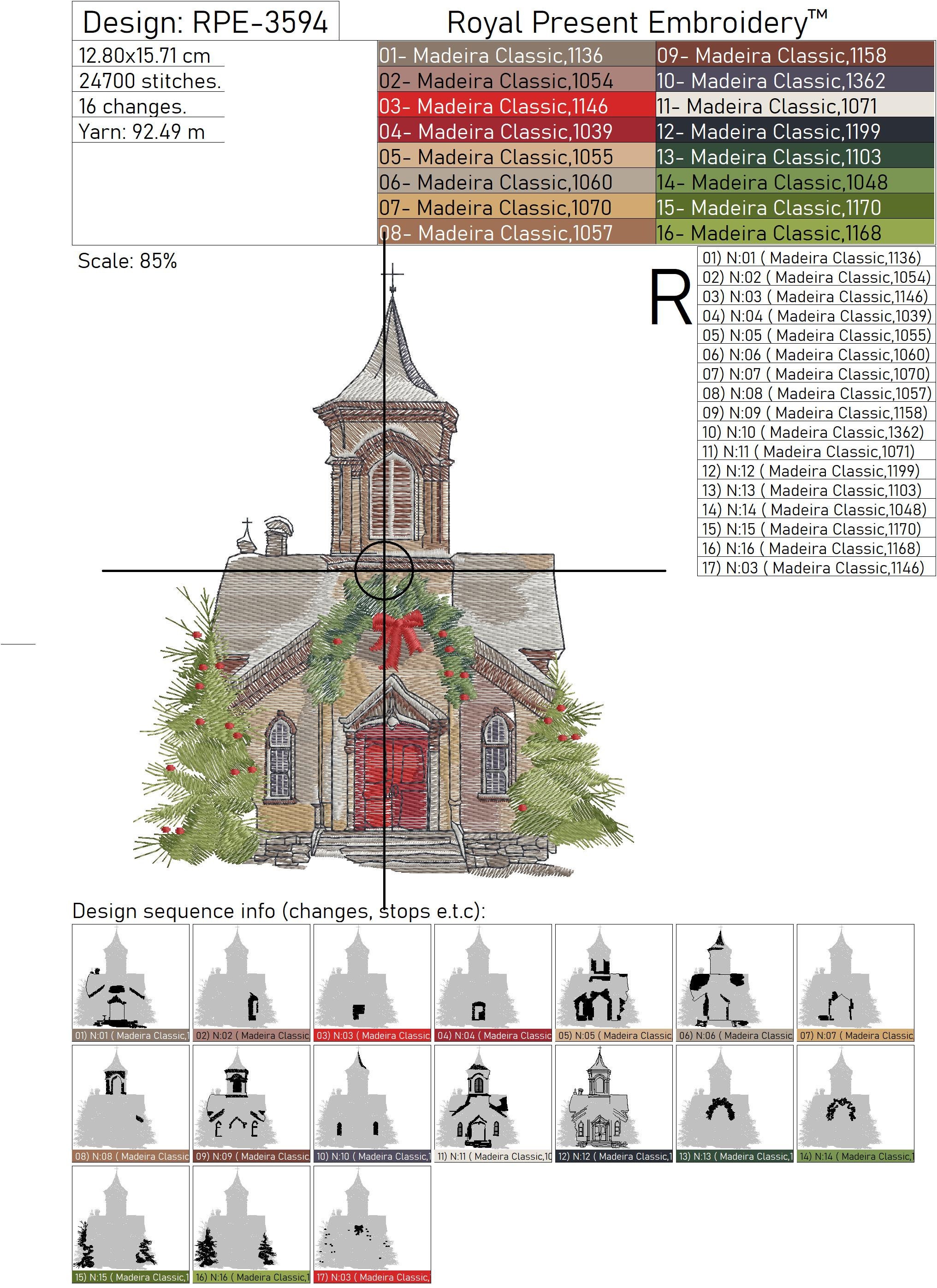 Christmas Church Sketch Machine Embroidery Design - 4 Sizes - Etsy
