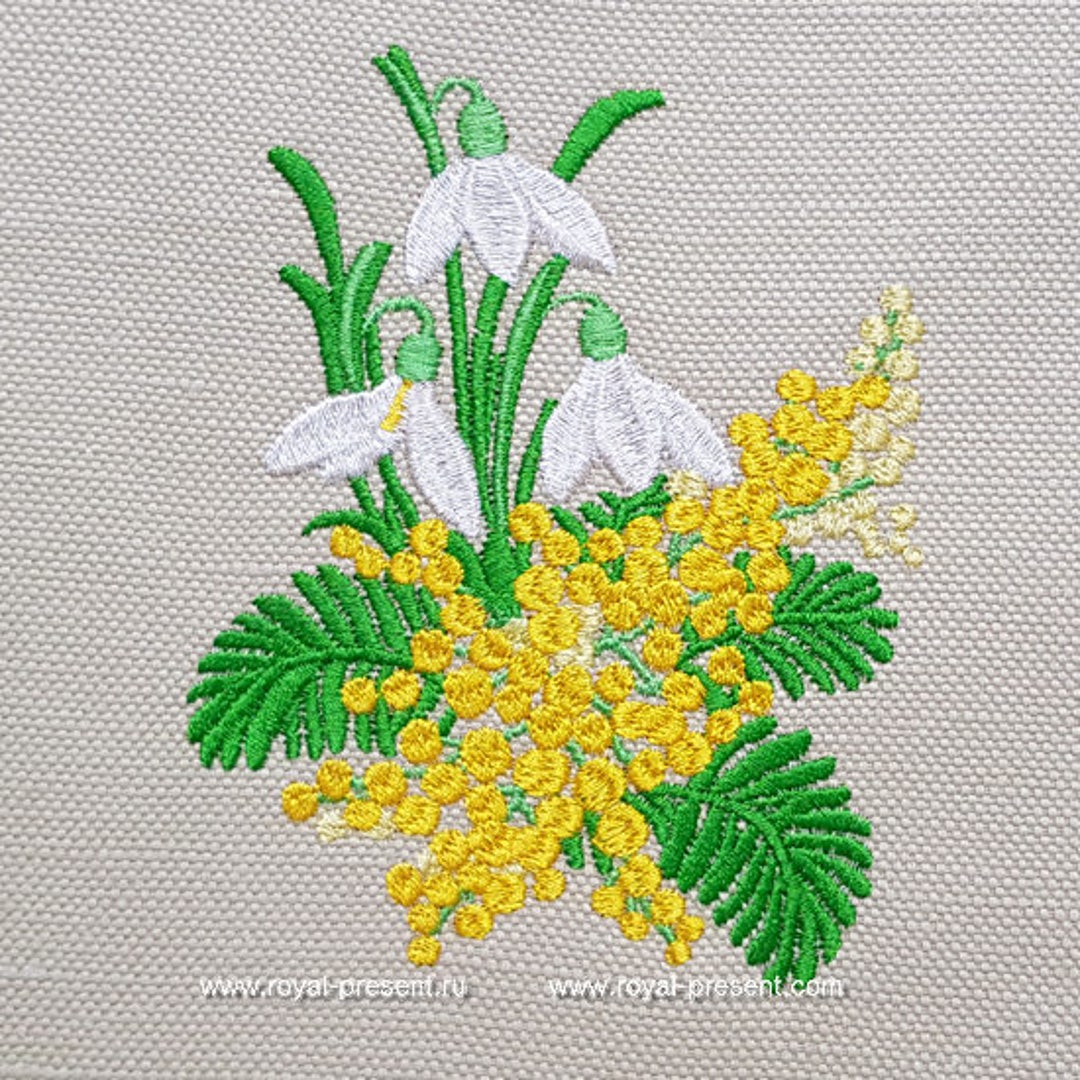 Snowdrops and Mimosa Machine Embroidery Design - Etsy