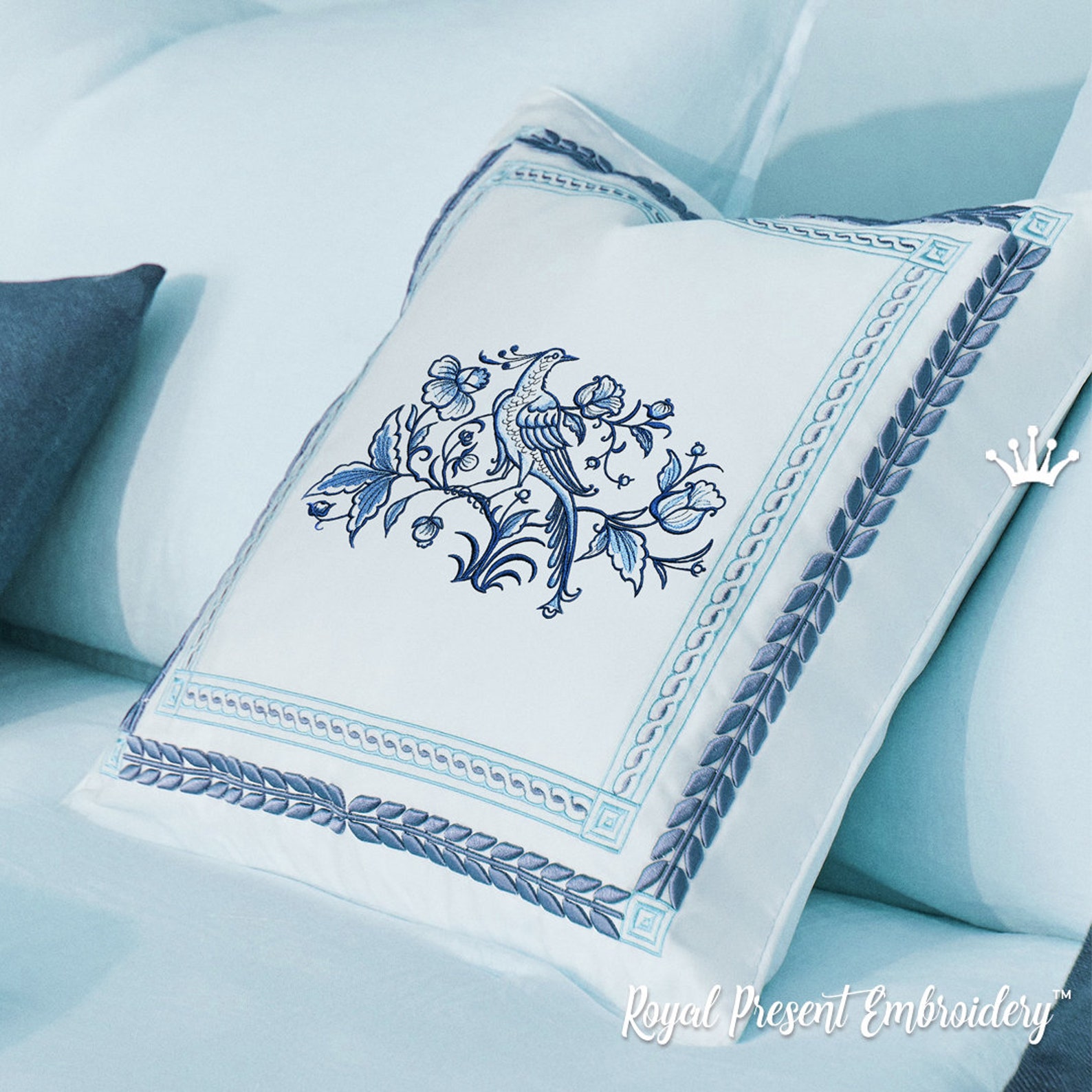 Delft Blue Peacock Machine Embroidery Design - 6 Sizes - Etsy