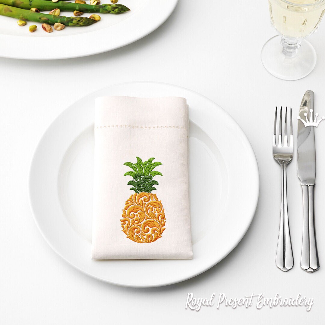 Ornate Pineapple Machine Embroidery Design - 2 Sizes - Etsy
