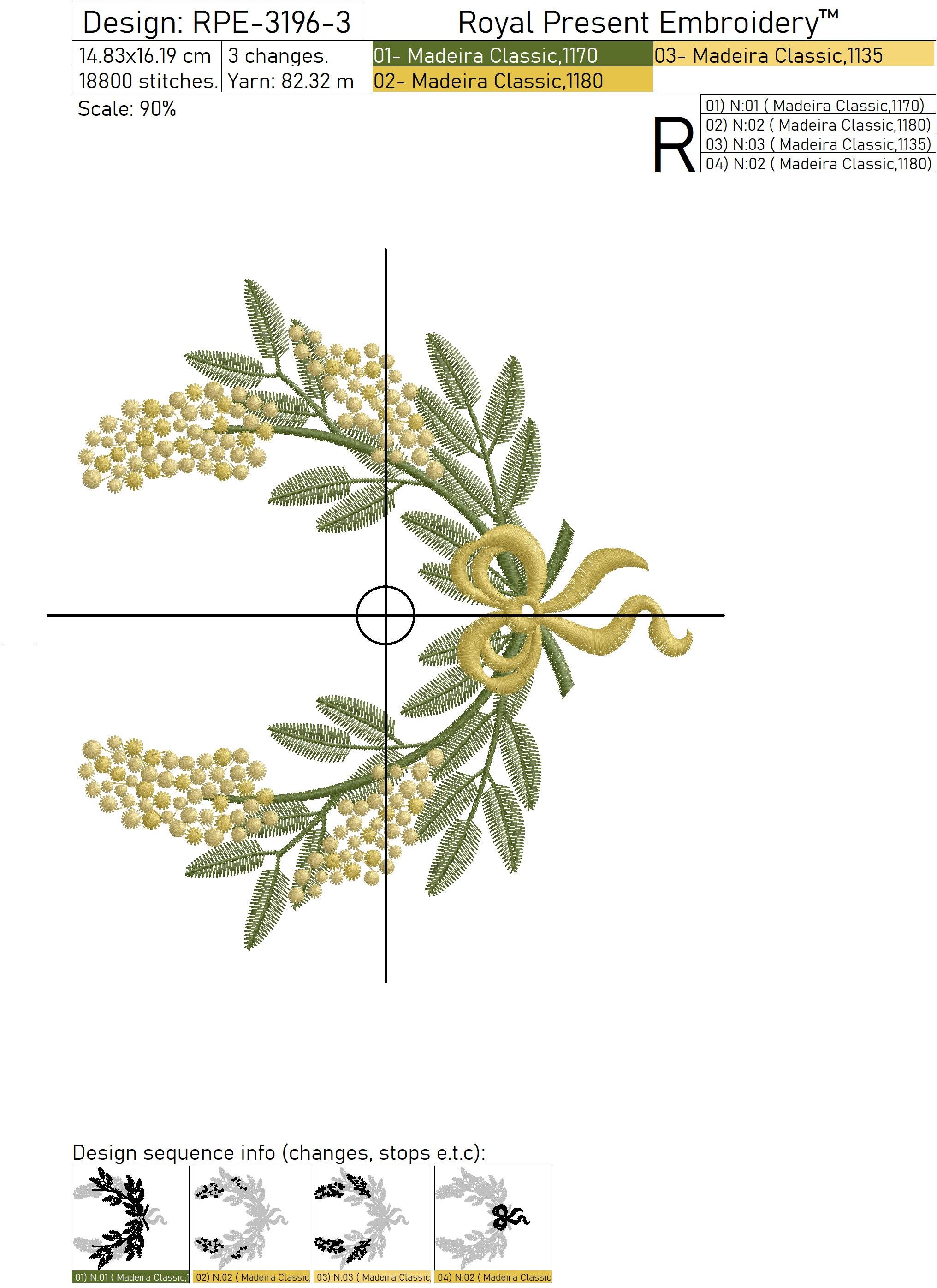 Mimosa Frame Machine Embroidery Design 3 Sizes - Etsy