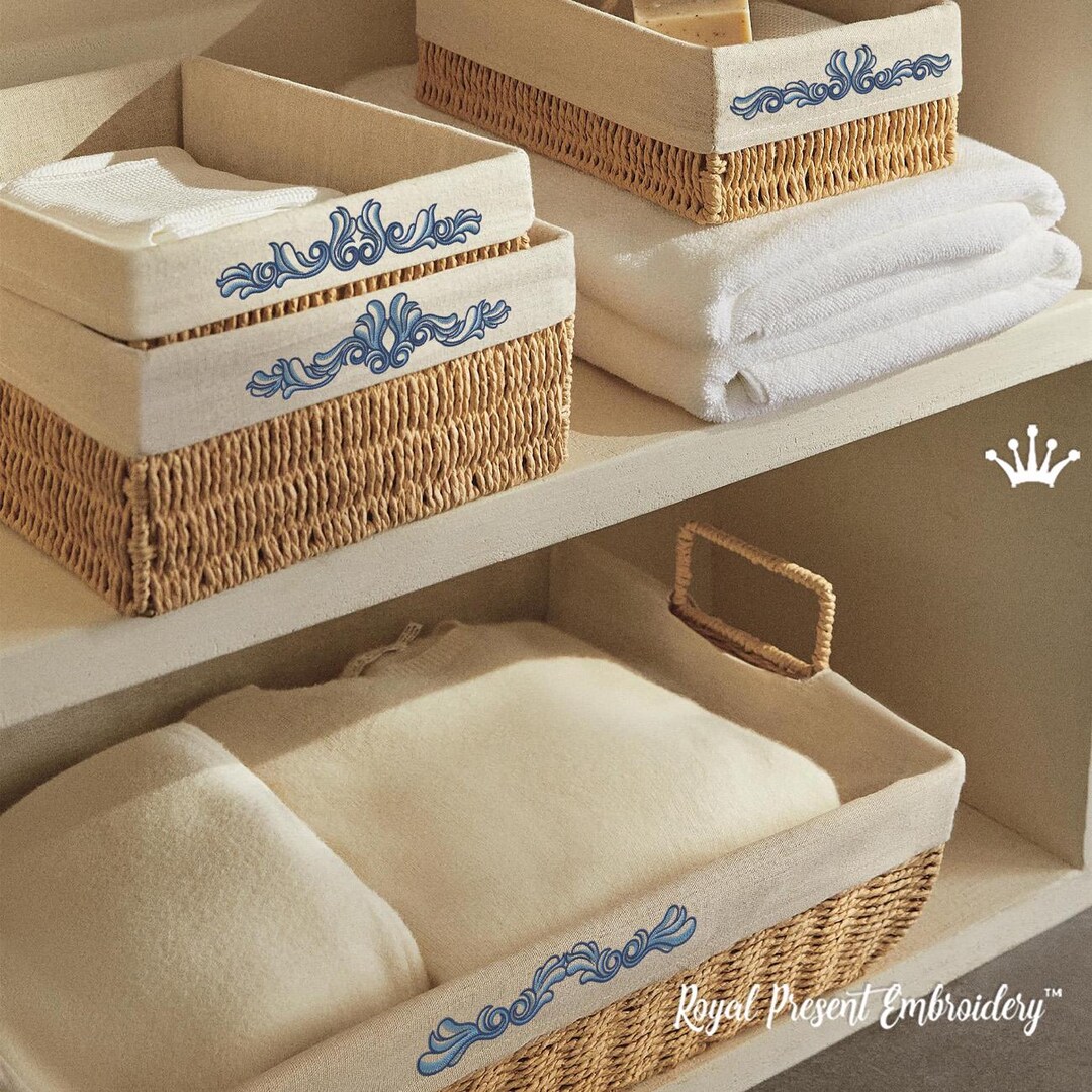 Deep Blue Baroque Borders Set Machine Embroidery Designs - 4 Sizes - Etsy