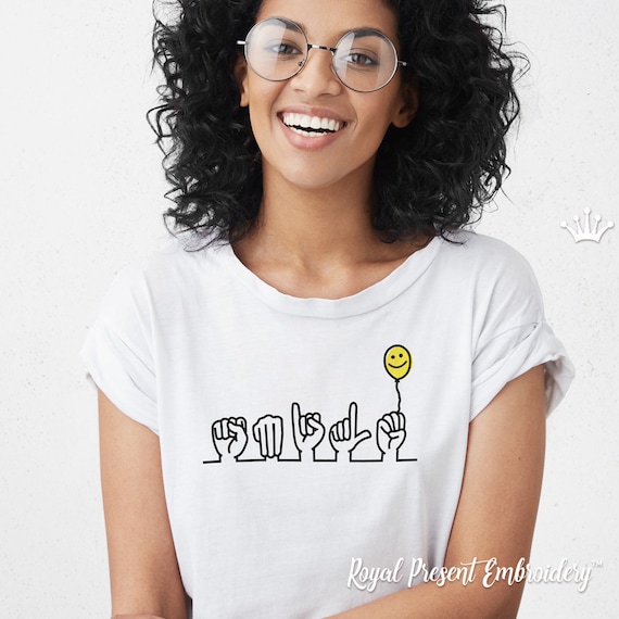 Sign Language Smile Lettering Machine Embroidery Design 9 - Etsy