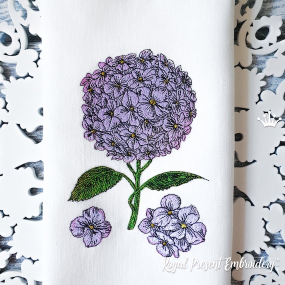 Hydrangea Design for Embroidery Machines 2 Sizes - Etsy