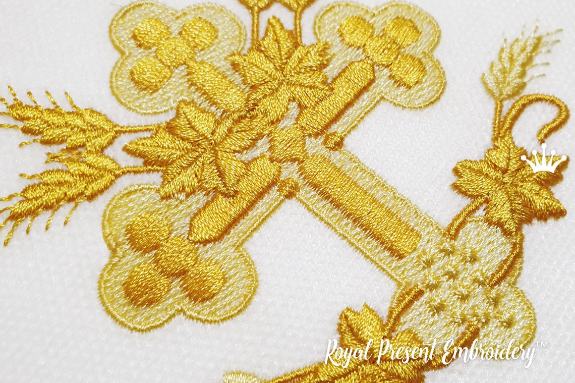 Cross With Wheat Machine Embroidery Design 2 Sizes - Etsy
