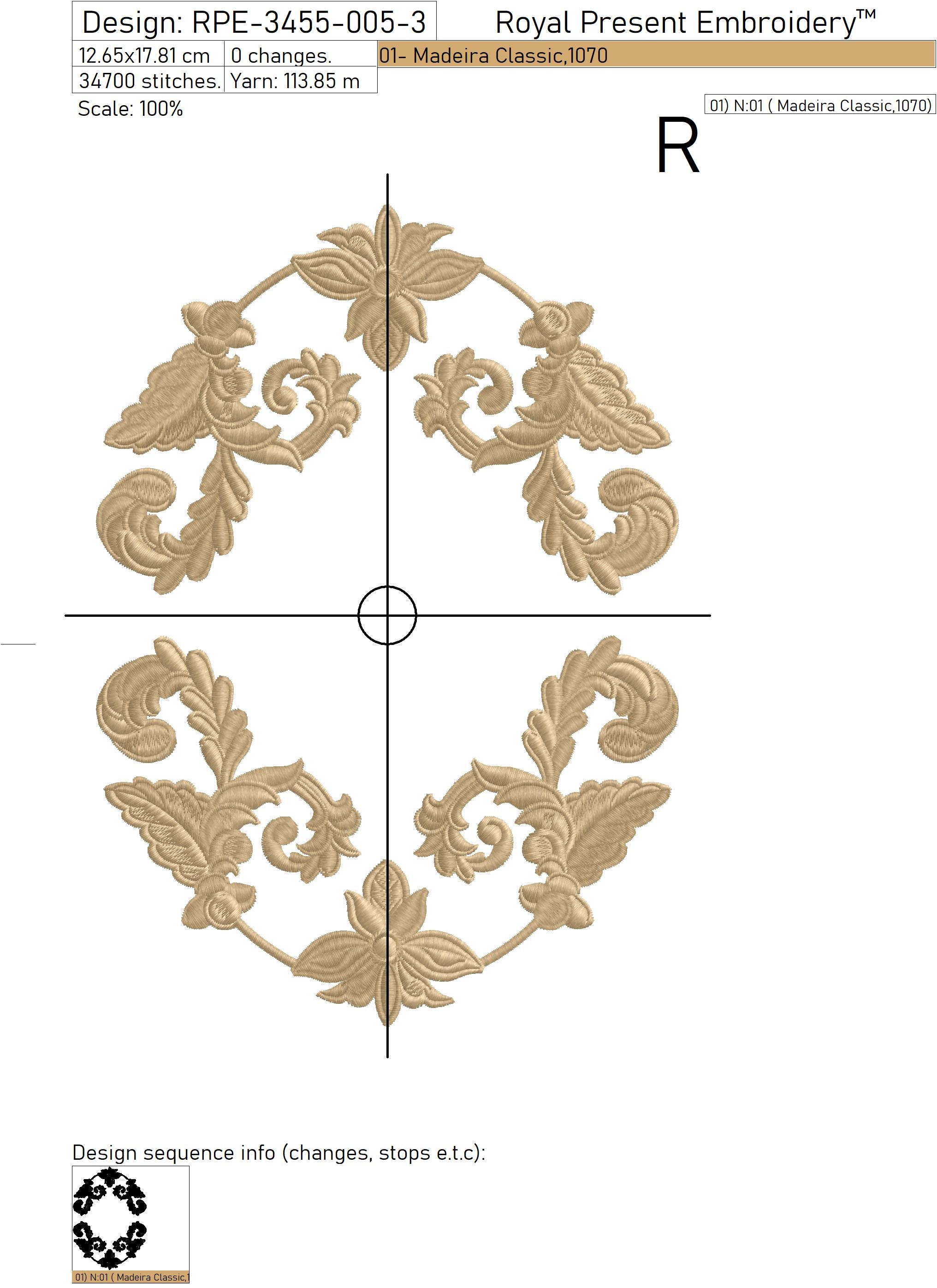 Baroque Monogram Medallion Machine Embroidery Design 3 Sizes - Etsy