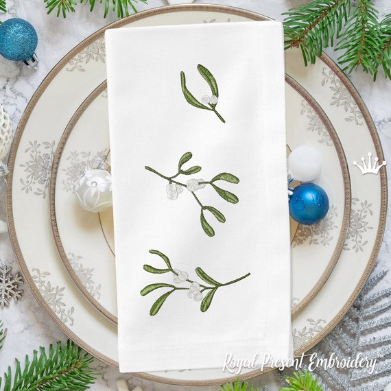 Mistletoe Set of Machine Embroidery Designs 2 Sizes | Etsy