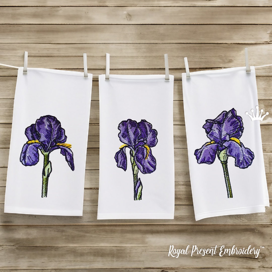 Irises Flowers Embroidery Designs by Machine - 5 Sizes - Etsy