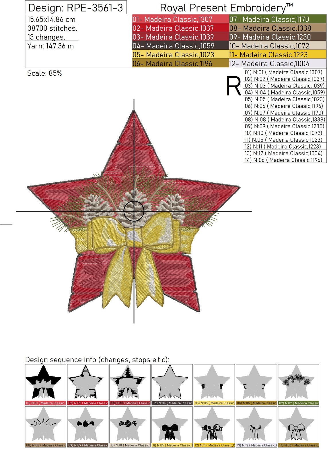 Christmas Star With Bow Machine Embroidery Design in 4 Sizes - Etsy