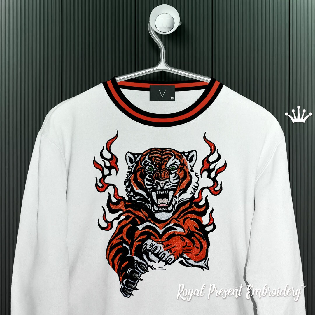 Fire Tiger Machine Embroidery Design - 8 Sizes - Etsy