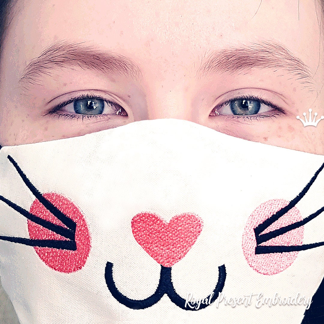 In the Hoop Face Mask Kitty Machine Embroidery Design - Etsy