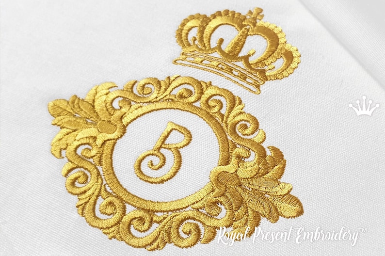 Baroque Monogram Frame With Crown Machine Embroidery Design | Etsy