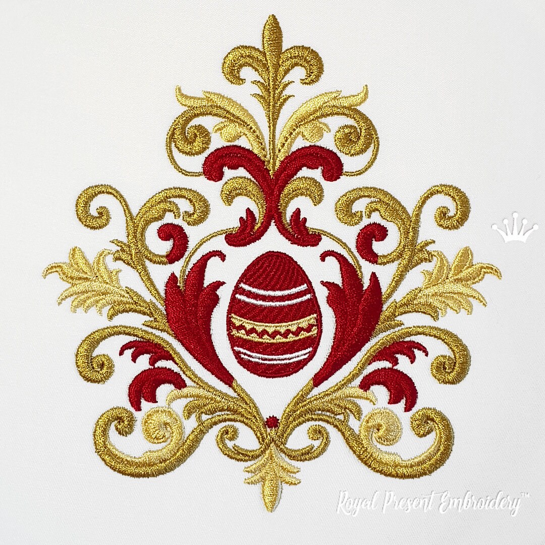 Baroque Easter Wreath With Egg Machine Embroidery Design - 2 Sizes - Etsy