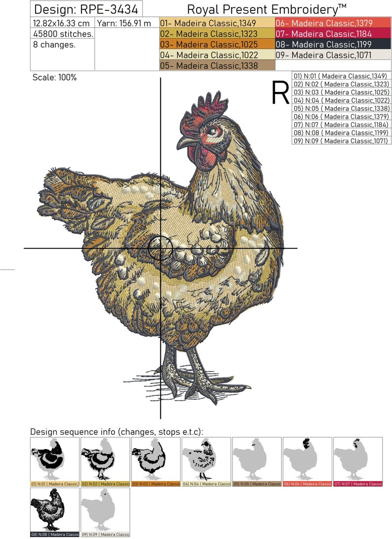 Rustic Hen Machine Embroidery Design 4 Sizes - Etsy