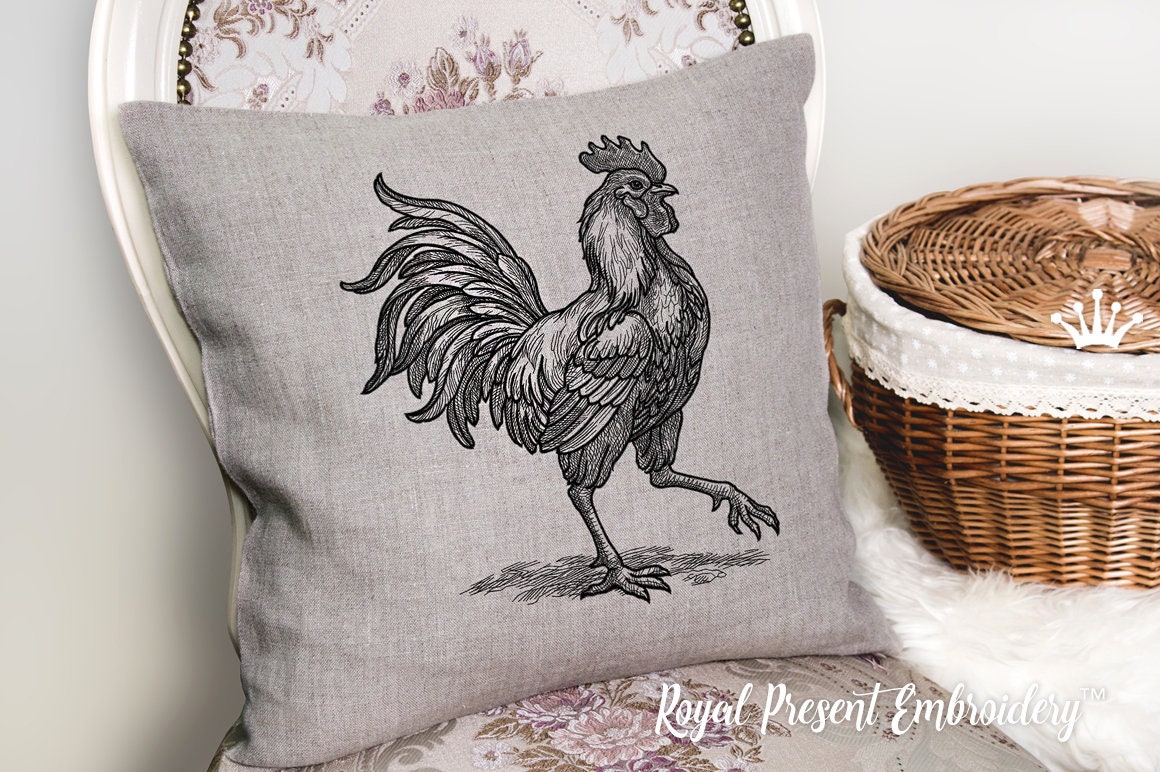 Single Color Rooster Machine Embroidery Design - 8 Sizes - Etsy