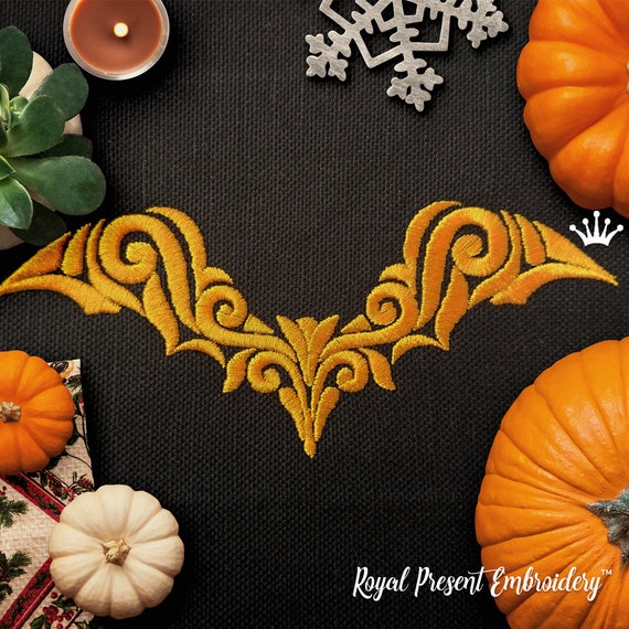 Machine Embroidery Design Halloween Bat 5 Sizes | Etsy
