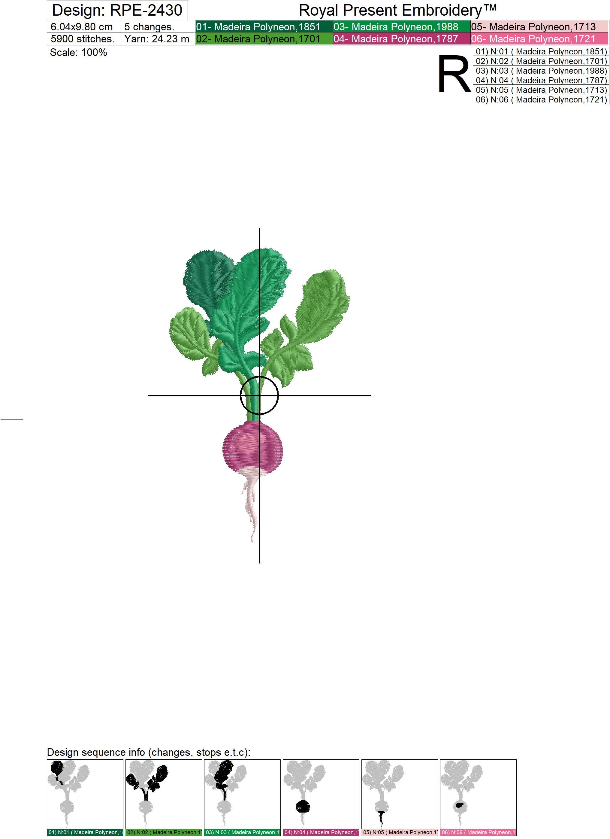 Radish Digital Machine Embroidery Design 2 sizes | Etsy