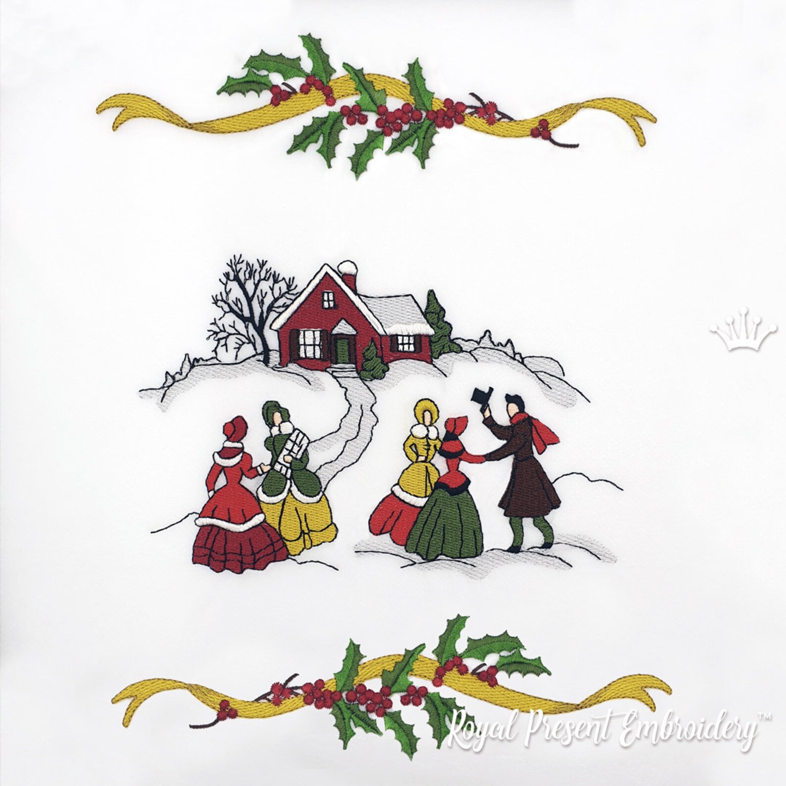 Vintage Winter Scene Machine Embroidery Designs 4 Sizes - Etsy