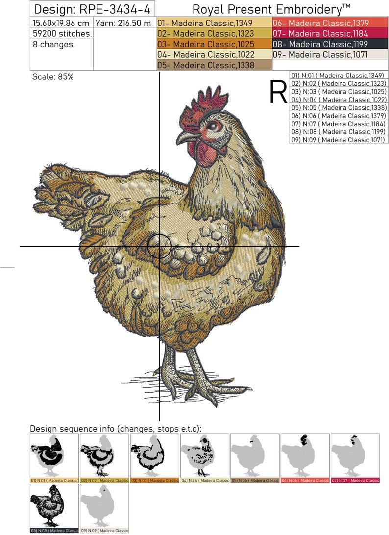 Rustic Hen Machine Embroidery Design 4 Sizes - Etsy