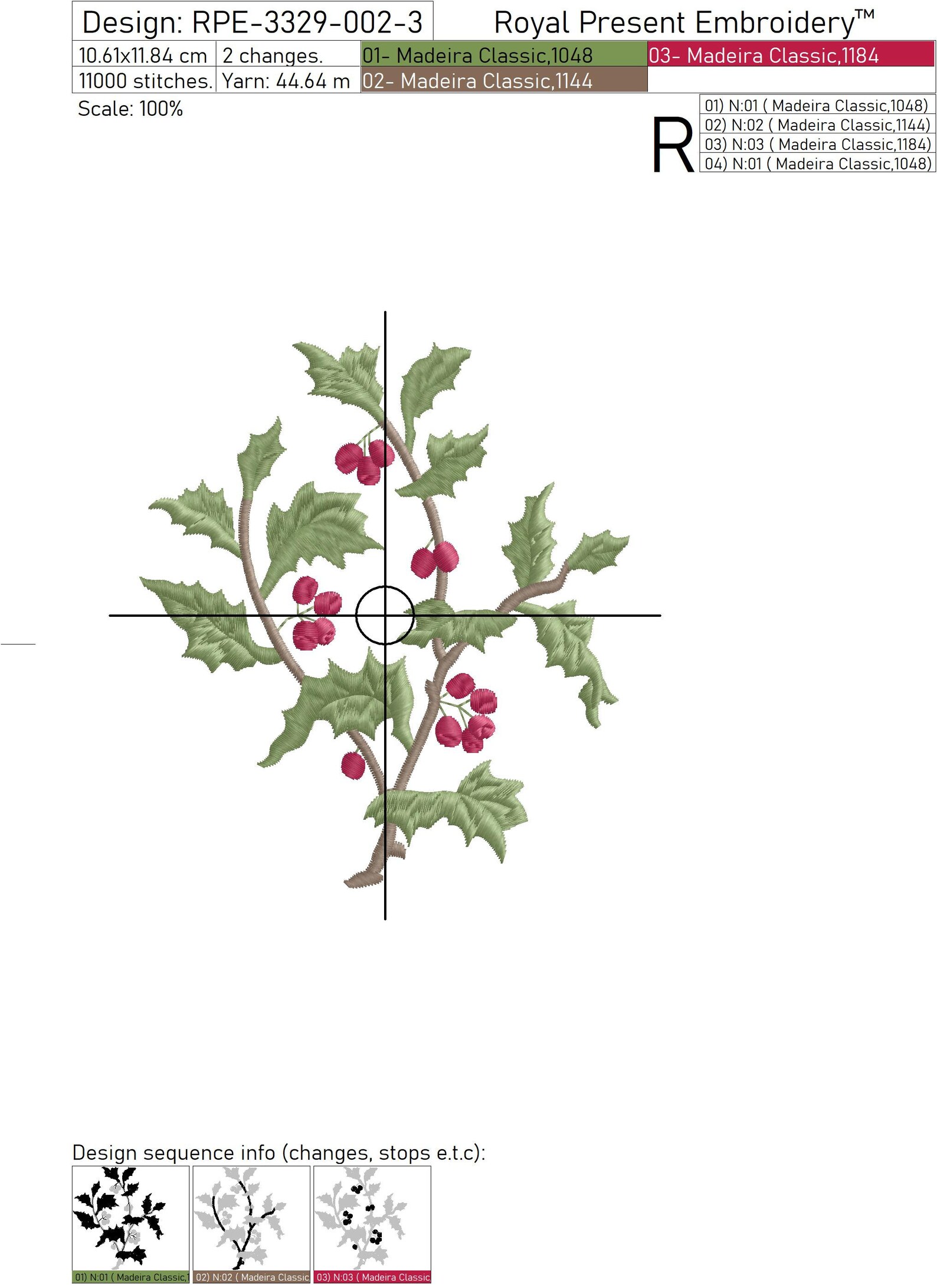 Holly Twig With Berries Machine Embroidery Design - 4 Sizes - Etsy