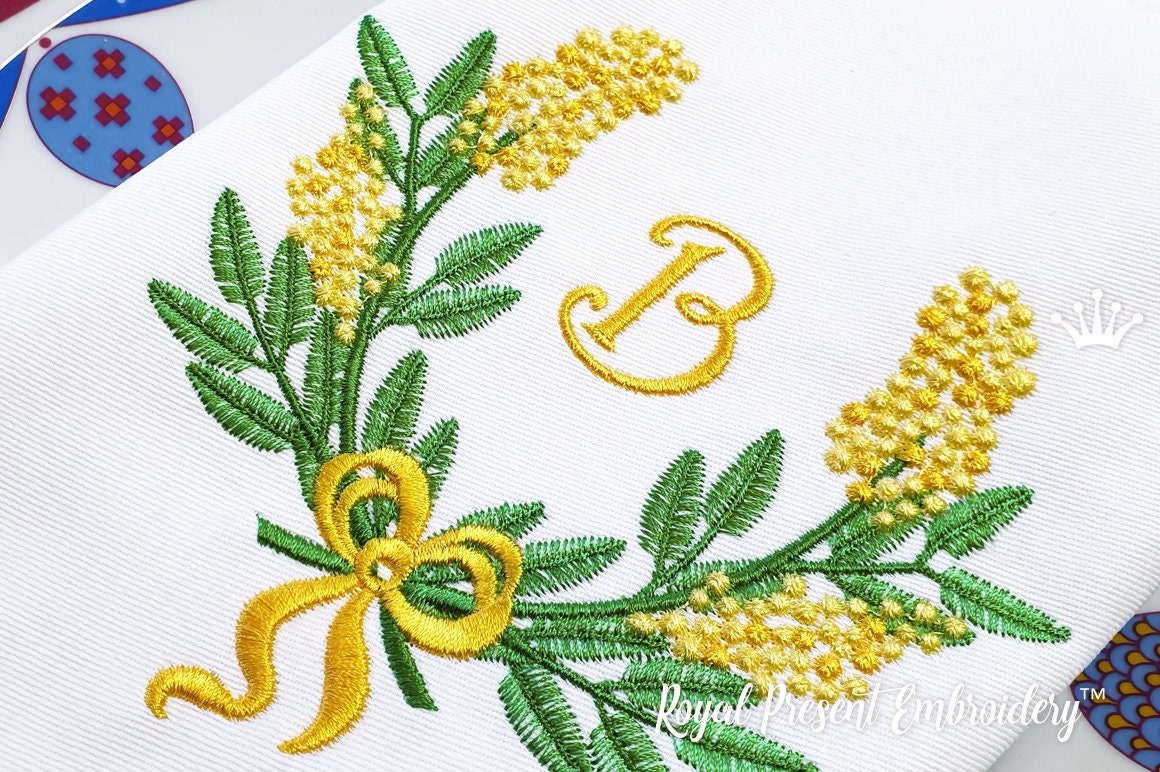 Mimosa Frame Machine Embroidery Design 3 Sizes - Etsy