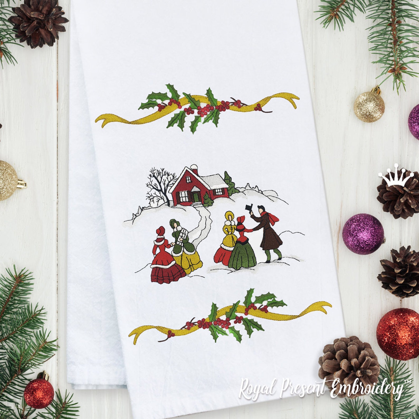 Vintage Winter Scene Machine Embroidery Designs 4 Sizes - Etsy