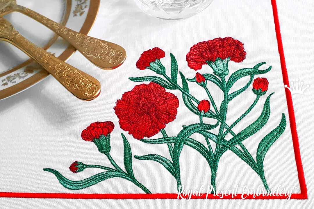 Carnation Corner Machine Embroidery Design - 3 Sizes - Etsy