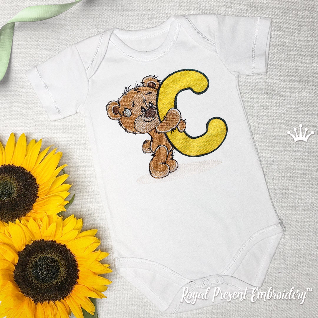 Teddy Bear Letter C Machine Embroidery Design - 4 Sizes - Etsy