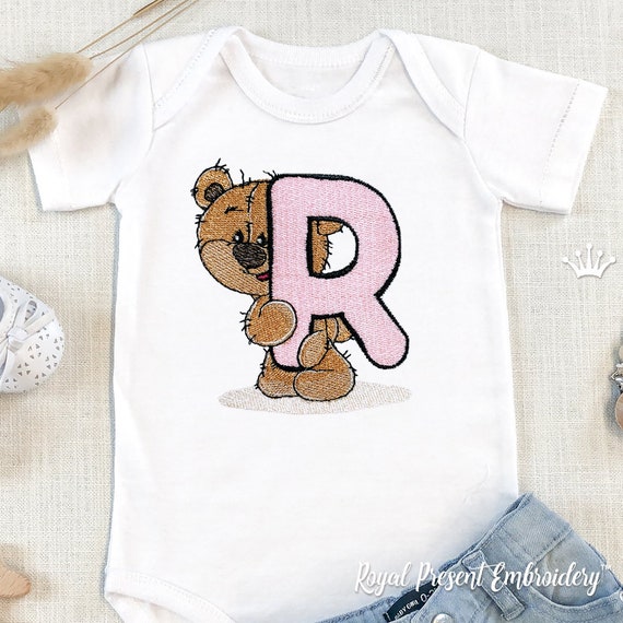 Teddy Bear Letter R Machine Embroidery Design 4 Sizes | Etsy