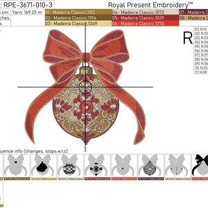 Baroque-inspired Bauble With Red Bow Machine Embroidery Design - 4 ...